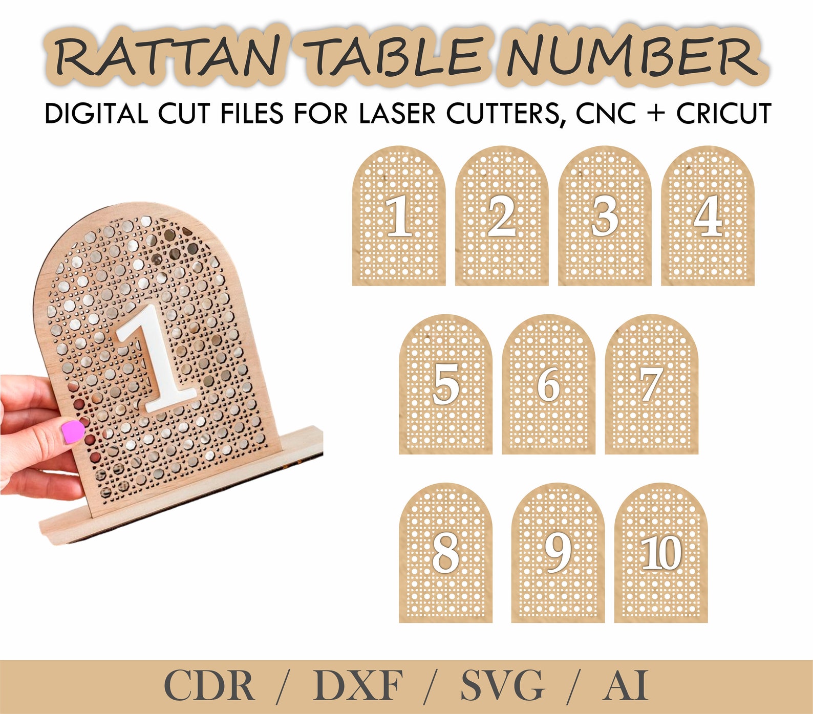 Rattan Table Numbers 1 to 10, Rattan SVG, Rattan Bundle Svg, Rattan ...