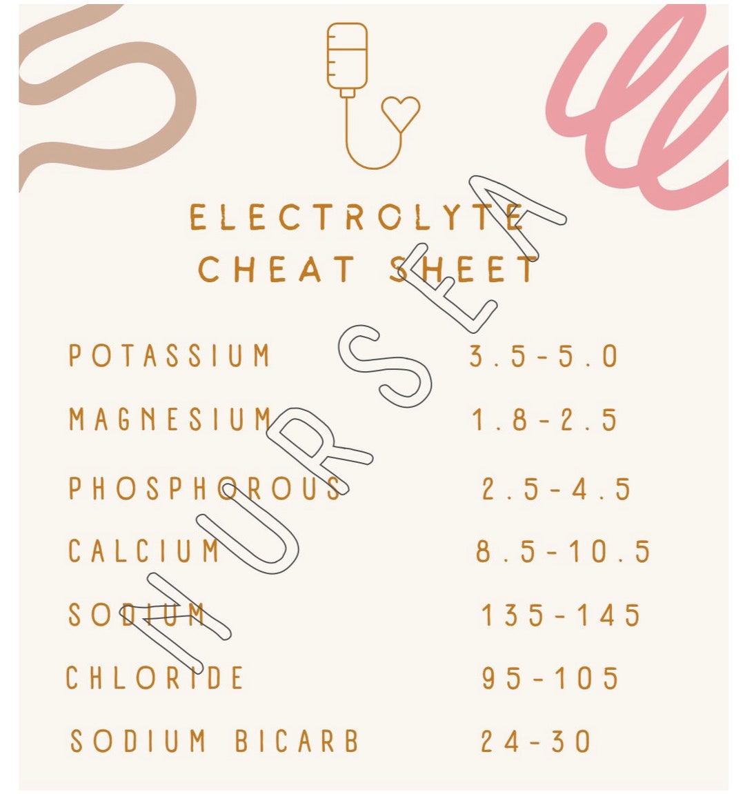 Electrolyte Cheat Sheet for Medical Professionals - Etsy