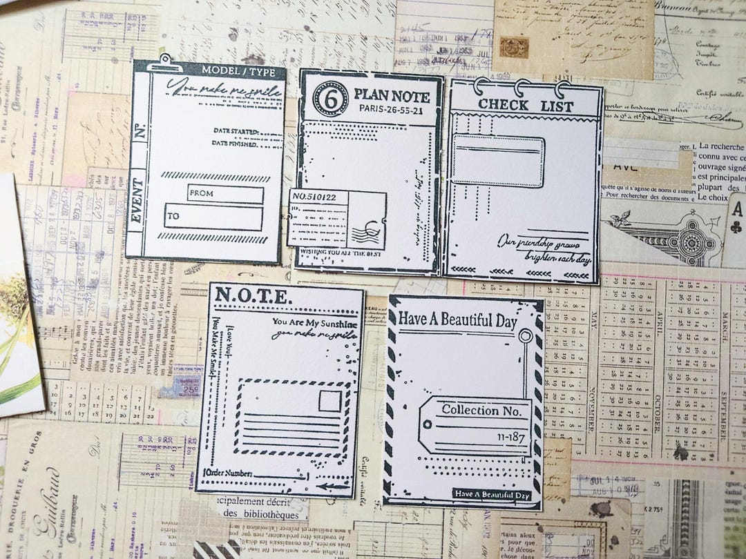 Hand-stamped Memo Journal Cards - Vintage Style - Set of 10 - Etsy