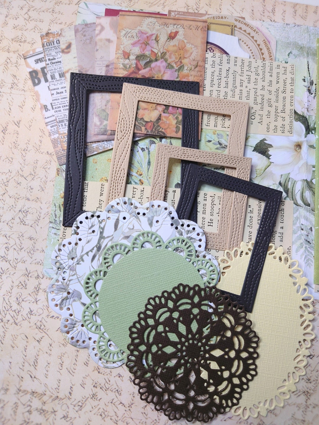 Custom Scrapbooking Folder Ephemera Die Cuts Stickers Papers Vintage ...