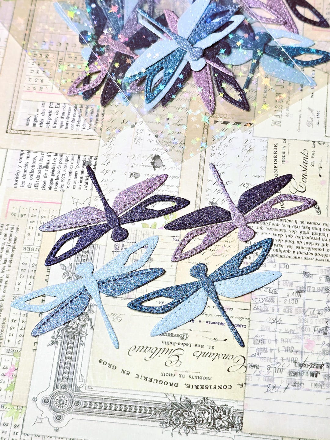 Glitter Paper Dragonfly Die Cuts - Handmade Scrapbooking Embellishments ...