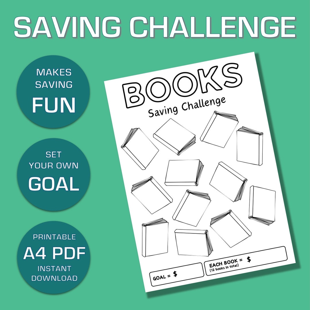 A4 Printable Savings Challenge Books Design Savings Tracker Kids