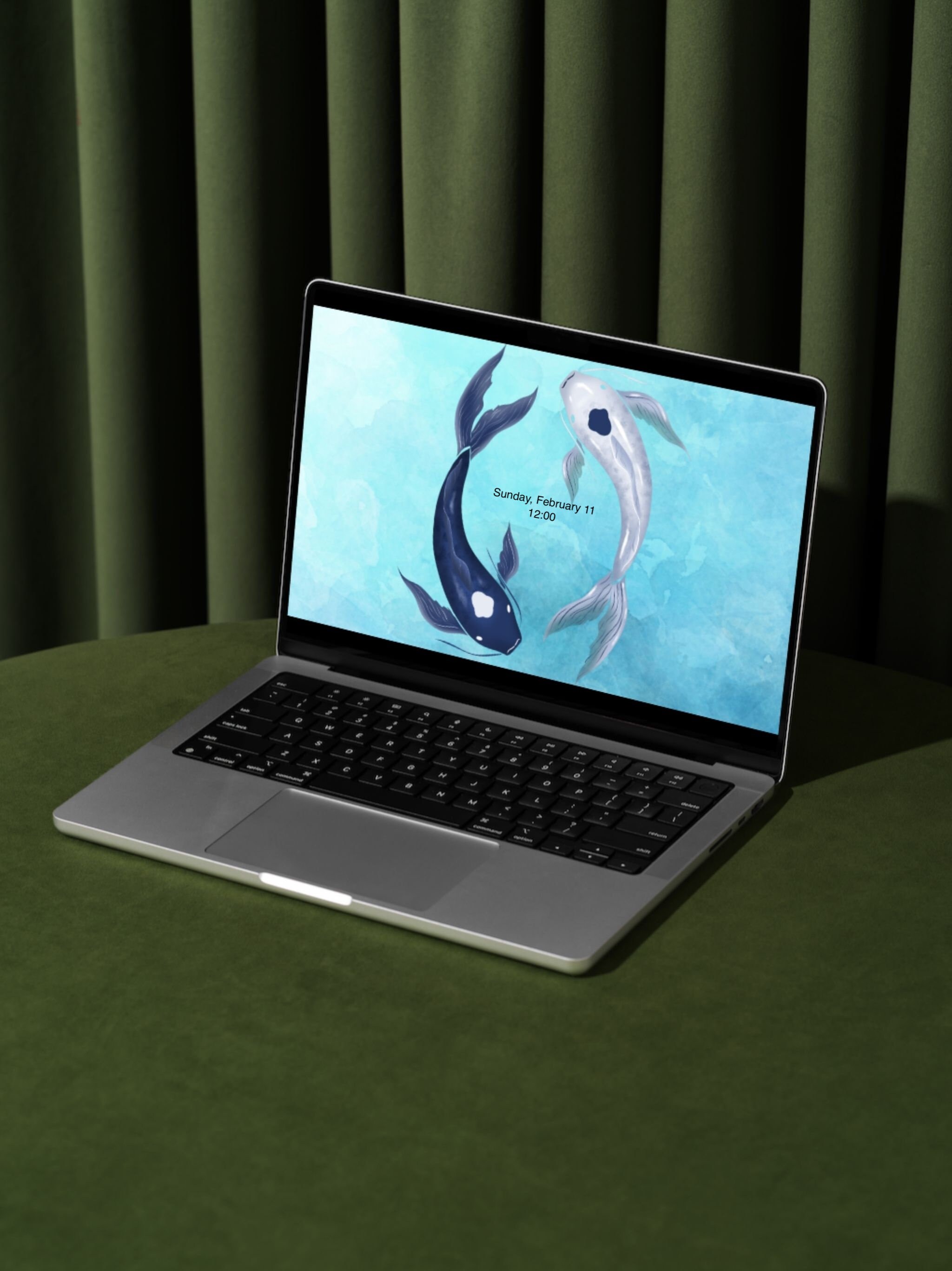 Yin and Yang Koi Fish Digital Wallpaper, Ocean & Moon Spirits Featured ...