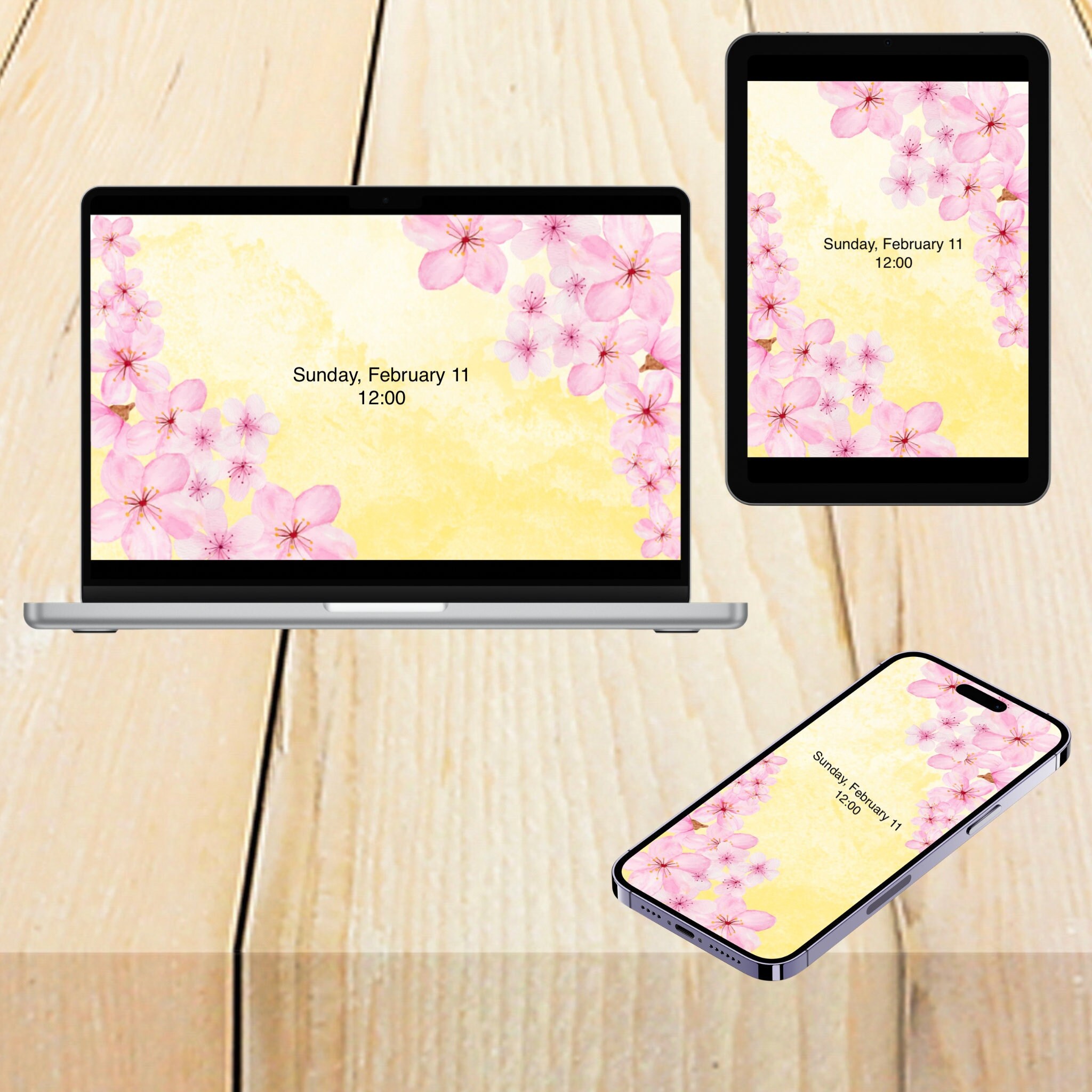 Spring Pink Flower Wallpaper Digital Set - Etsy