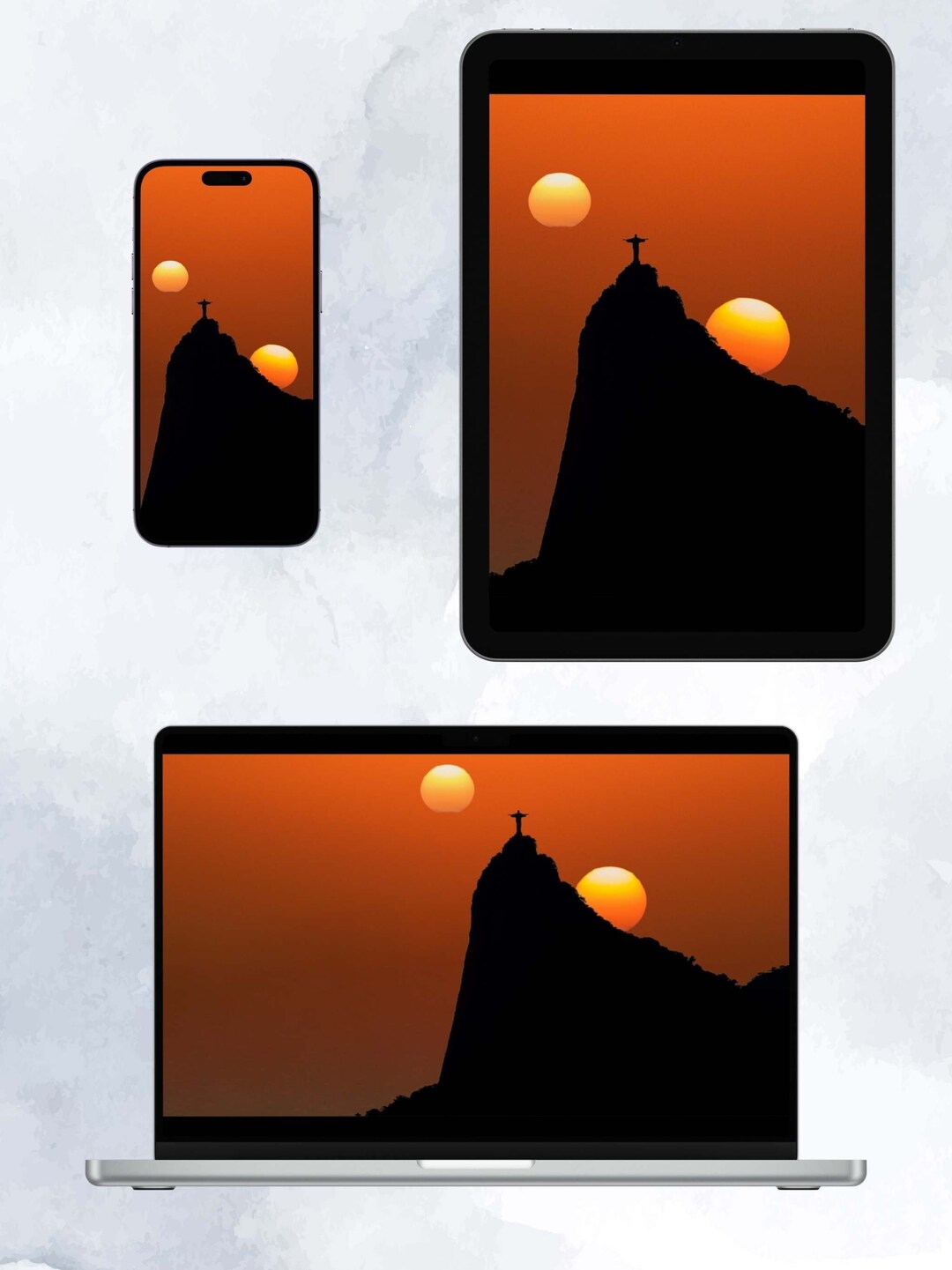 Christ the Redeemer Binary Sunset Wallpaper Digital Set - Etsy