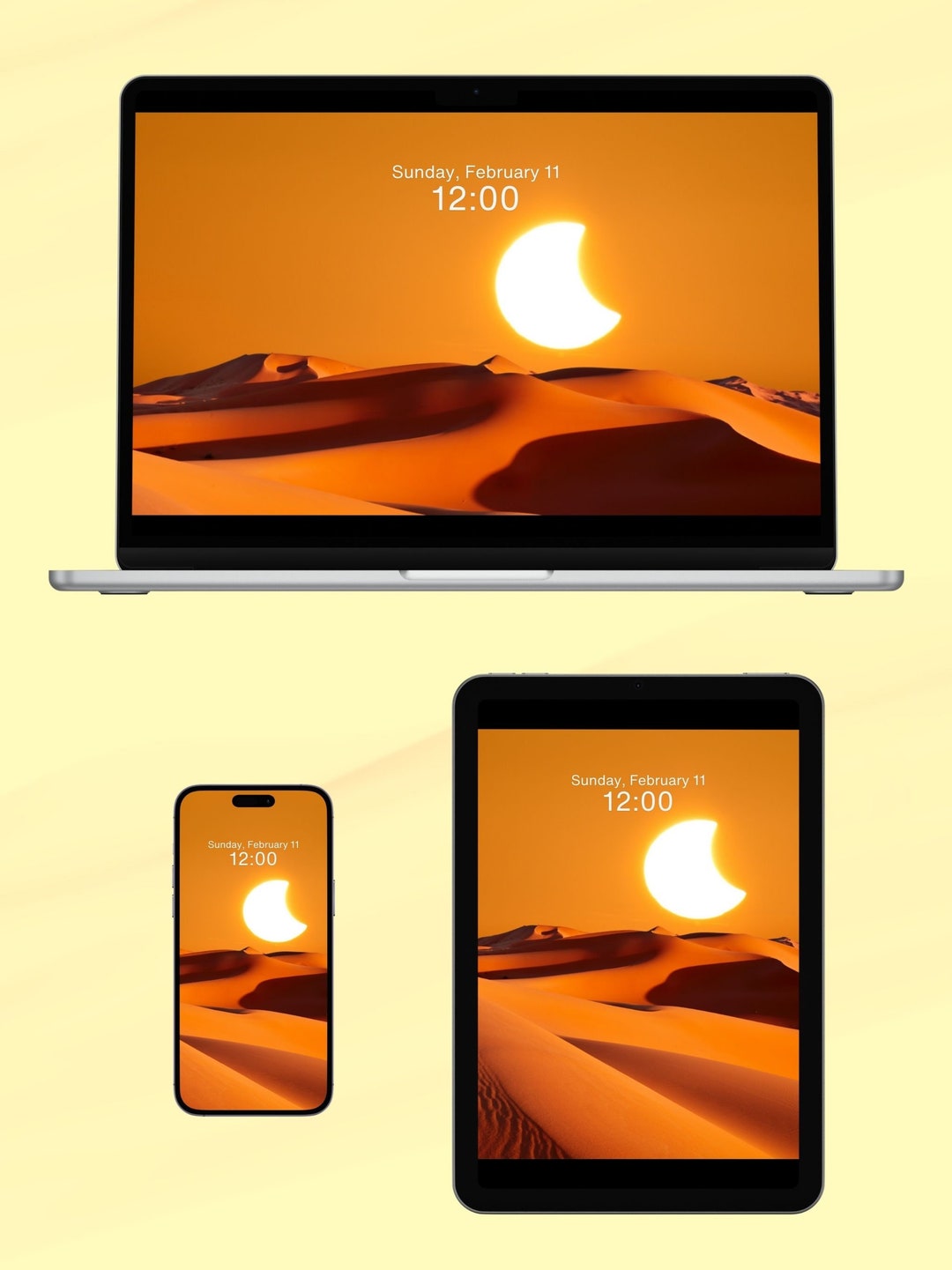 Sand Dune Solar Eclipse Wallpaper Digital Set - Etsy