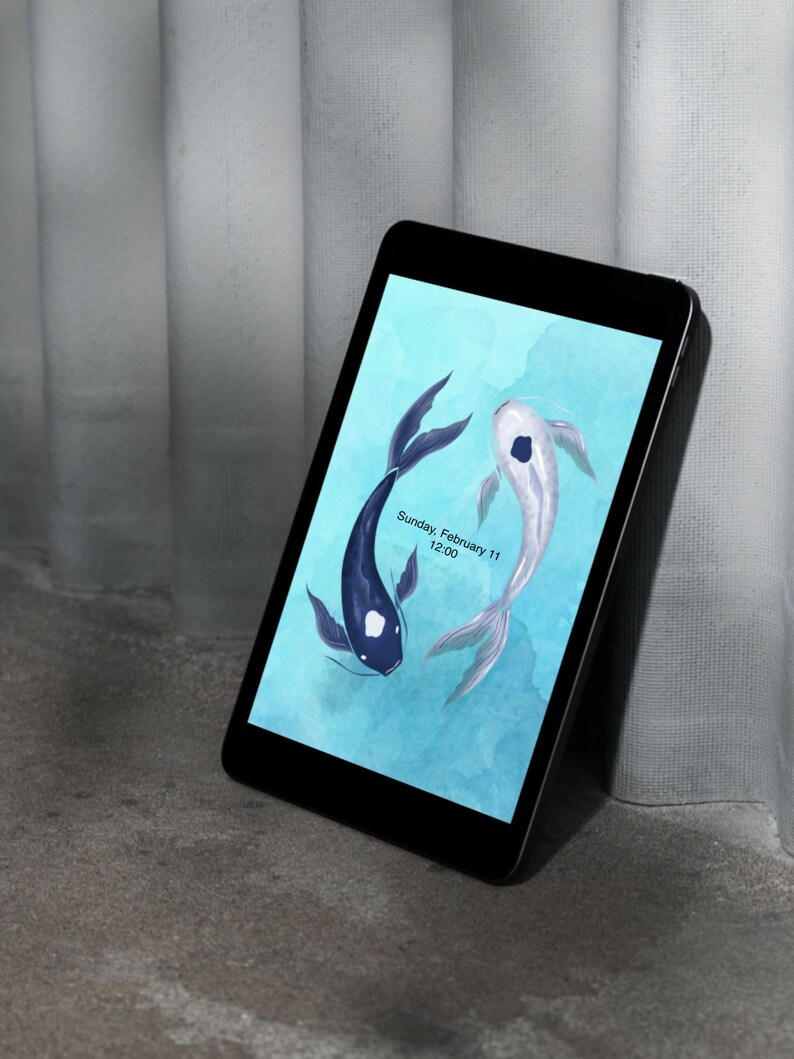 Yin and Yang Koi Fish Digital Wallpaper, Ocean & Moon Spirits Featured ...