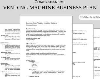 Vending Machine Business Plan Template: Startup Guide (PDF) - Etsy