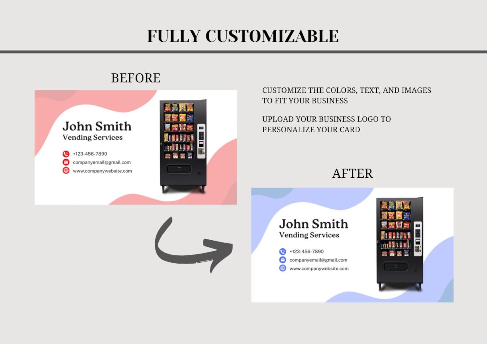 Vending Machine Business Card Template: Wave Design (canva Editable ...