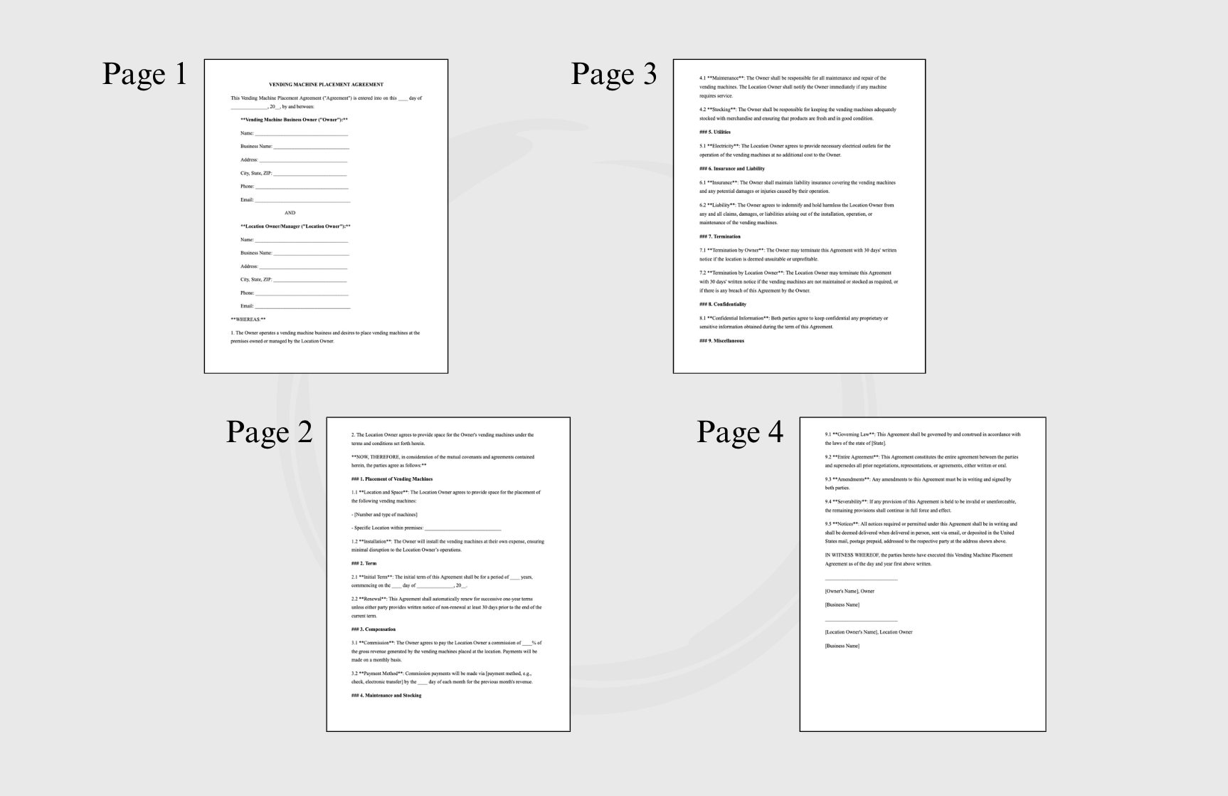Vending Machine Placement Agreement: Business Contract Template (PDF ...