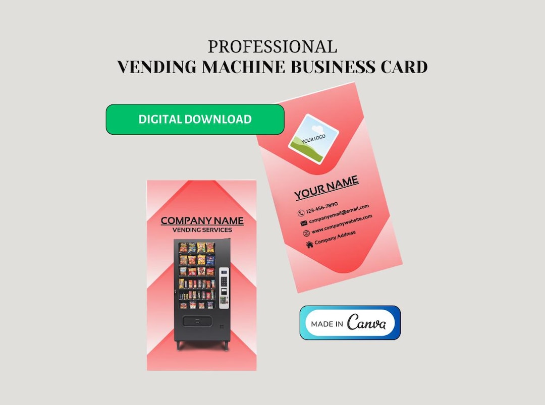 Customizable Vending Machine Business Card Design | Editable Template ...