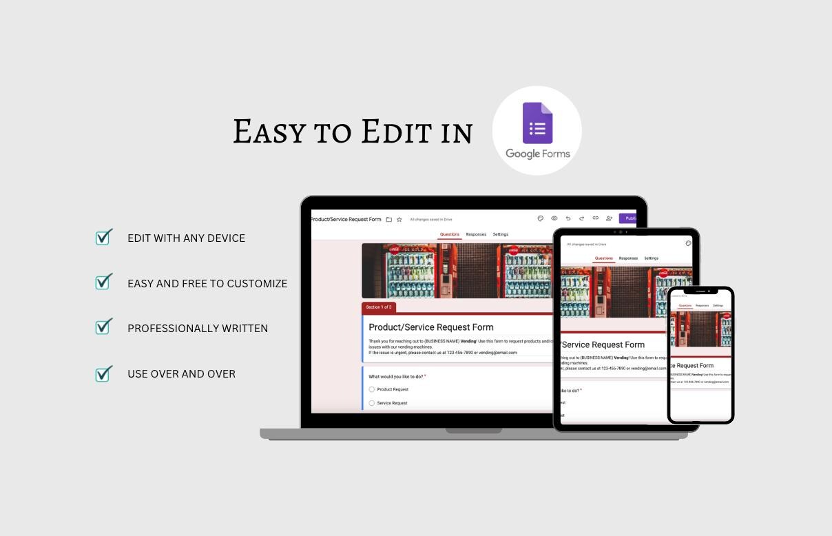Editable Vending Service Sticker and Google Form Bundle | Google Survey ...