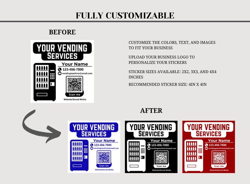 Custom Vending Machine Business Sticker Template: Editable Design ...