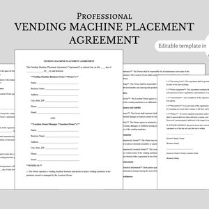 Vending Machine Placement Agreement: Business Contract Template (PDF ...