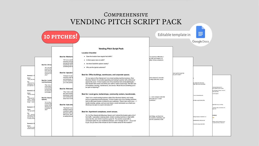Vending Machine Pitch Kit: Sales Scripts & Email Templates (PDF) - Etsy