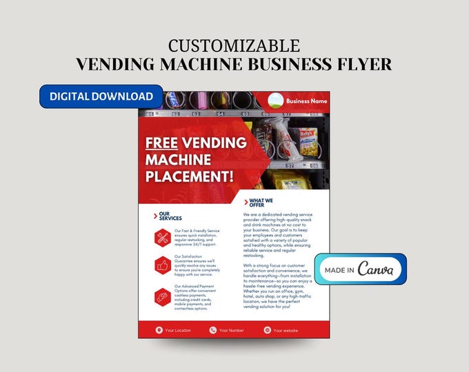 Vending Machine Business Flyer Template: Editable Canva Design (digital ...