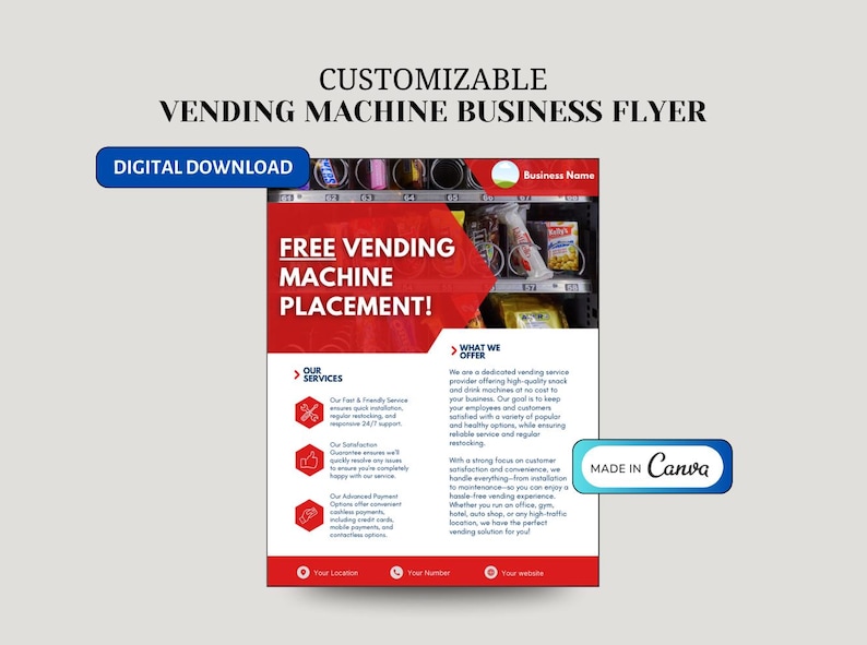 Vending Machine Business Flyer Template: Editable Canva Design (digital ...