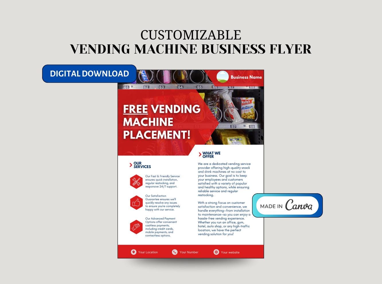 Vending Machine Business Flyer Template: Editable Canva Design (digital ...