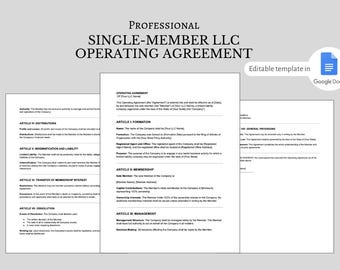 Georgia Operating Agreement template LLC instant Download single Member ...