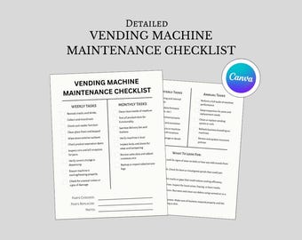 Vending Machine Maintenance Checklist: Printable Service Log (canva ...