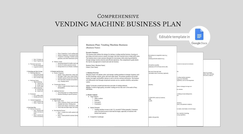 Vending Machine Business Plan Template: Startup Guide (PDF) - Etsy
