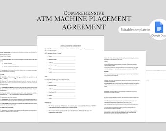 Editable ATM Machine Placement Agreement: Business Contract (PDF) - Etsy