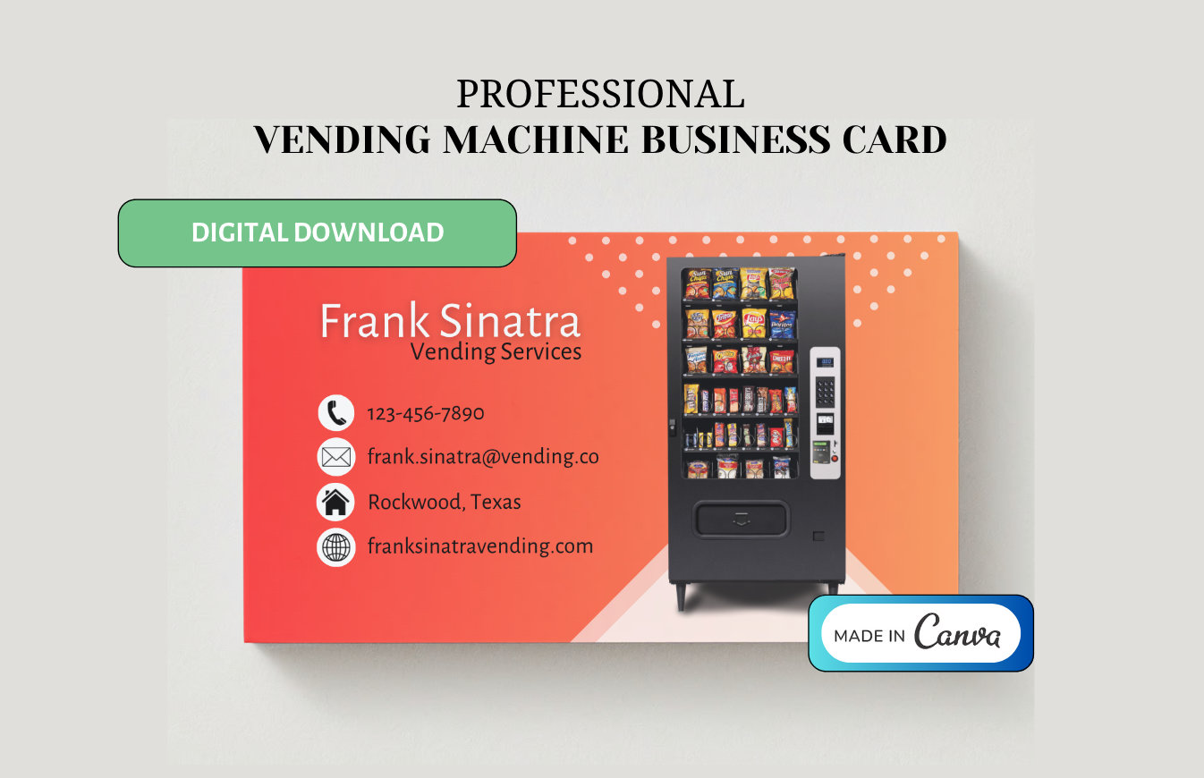 Customizable Vending Machine Business Card | Editable Template ...