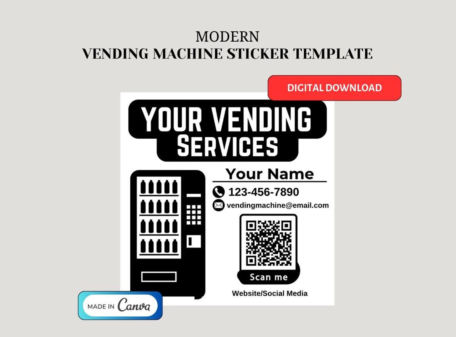 Custom Vending Machine Business Sticker Template: Editable Design ...