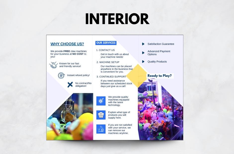 Claw Machine Business Brochure Template: Customizable Canva Design (PDF ...