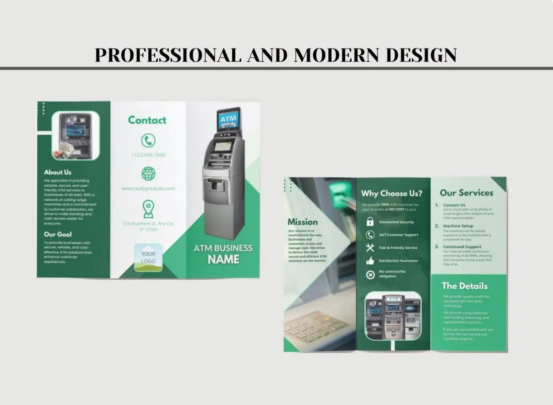 ATM Business Bundle: Canva Brochure, Business Card & Placement ...