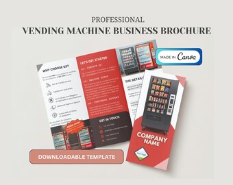 Customizable Vending Machine Business Brochure Blue Canva Downloadable Template - Etsy