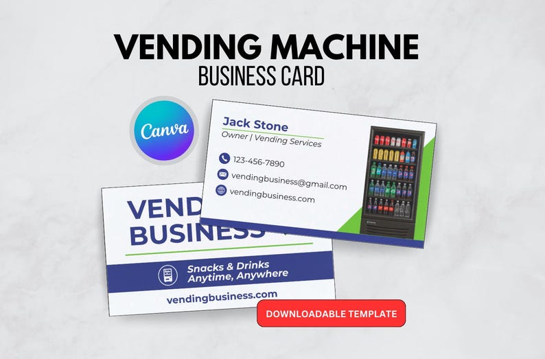Custom Vending Machine Business Card Template | Modern Editable Canva ...