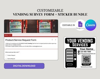Editable Vending Service Sticker and Google Form Bundle | Google Survey ...