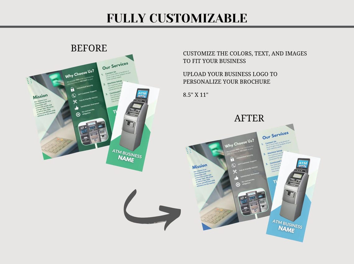 Customizable ATM Machine Business Brochure | Editable Template | ATM ...