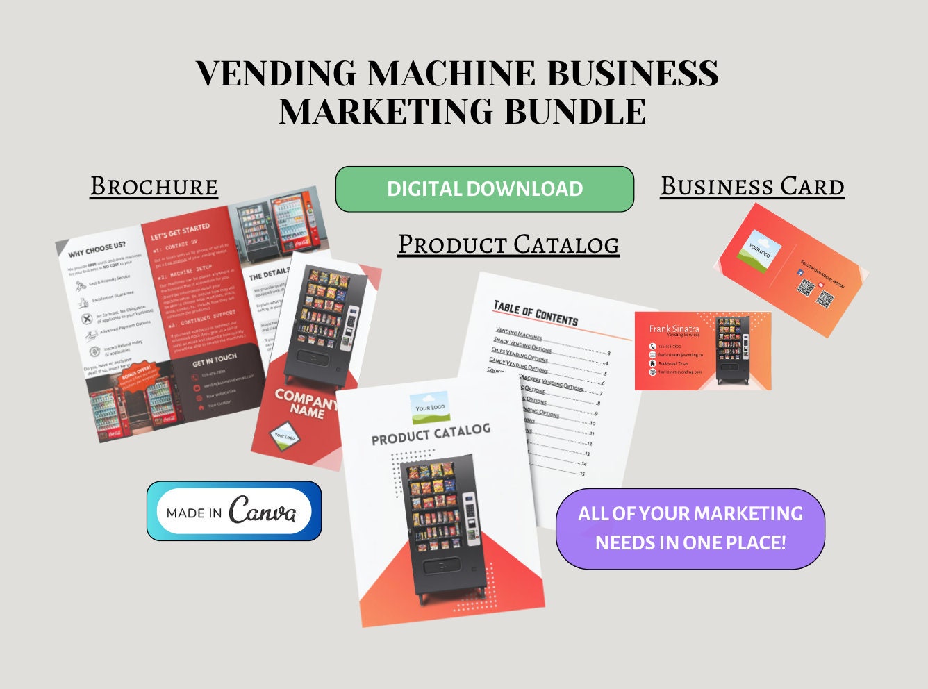 Customizable Vending Machine Business Marketing Bundle | Brochure ...