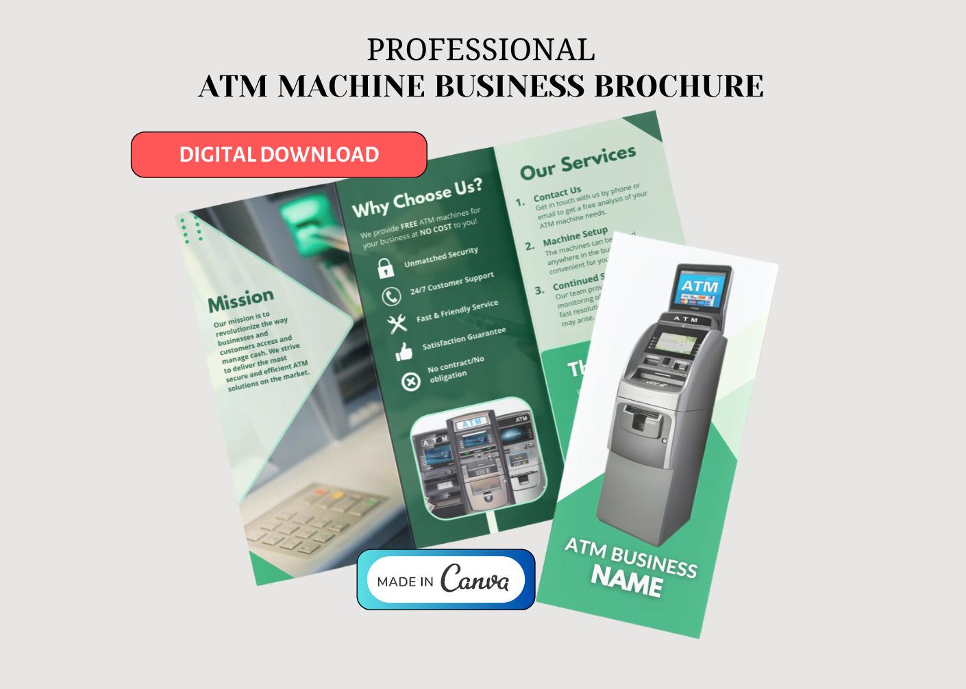 Customizable ATM Machine Business Brochure | Editable Template | ATM ...
