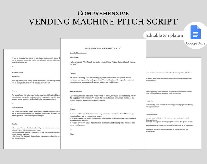 Vending Machine Business Pitch Script | Vending Machine Business ...