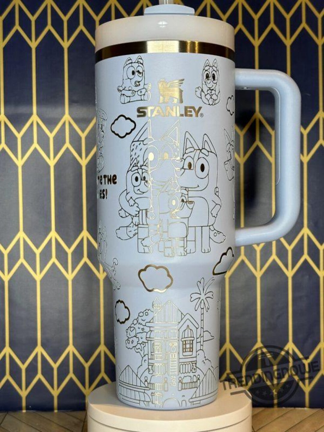 Bluey Family Pattern Engraved Tumbler 40oz, Bluey Laser Tumbler 40oz ...