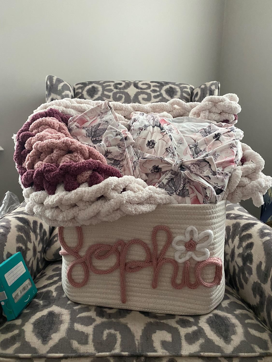 Personalized Name Basket With Flower, Monogrammed Basket, Custom Name ...