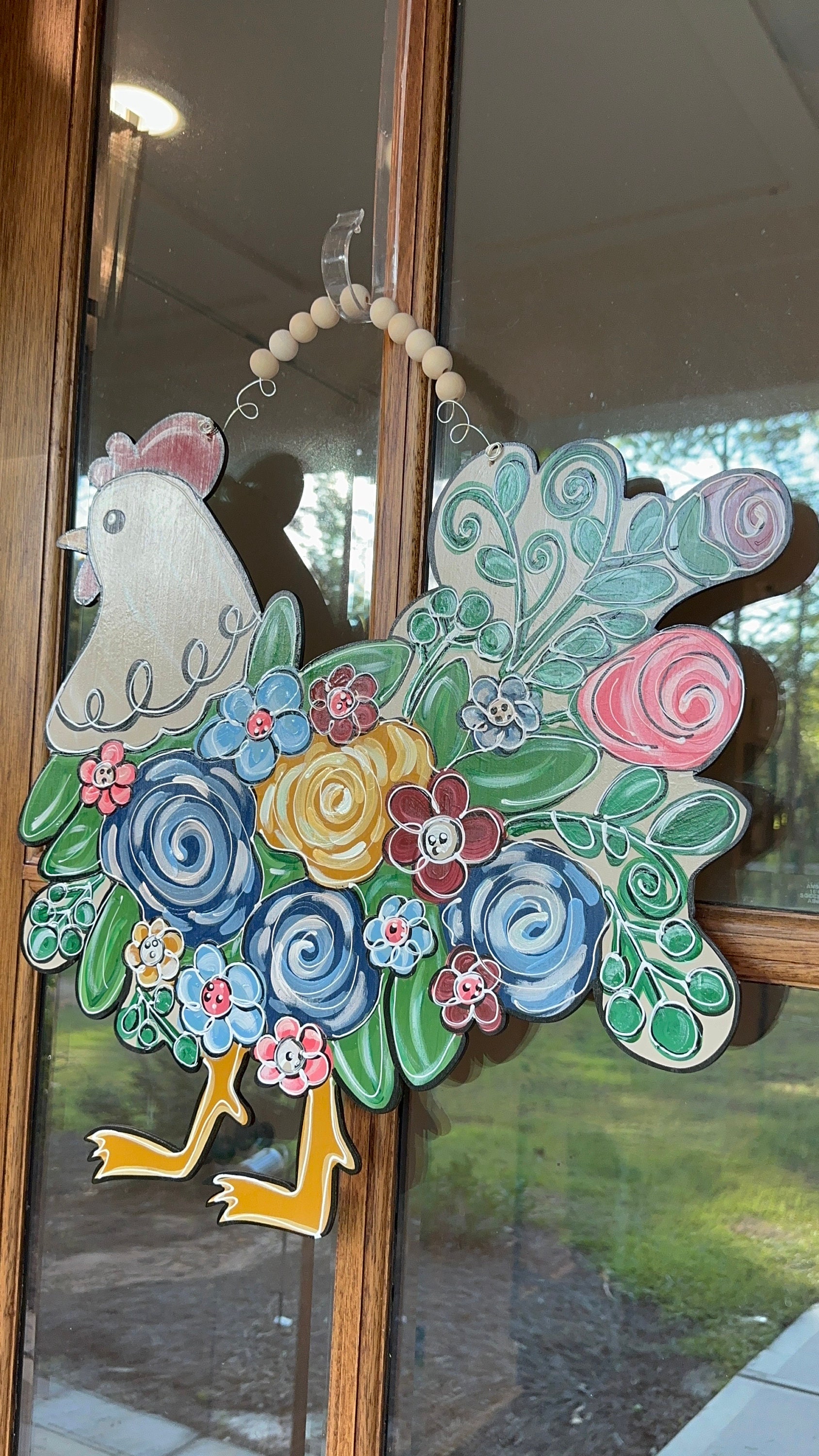 Floral Chicken Door Hanger - Etsy
