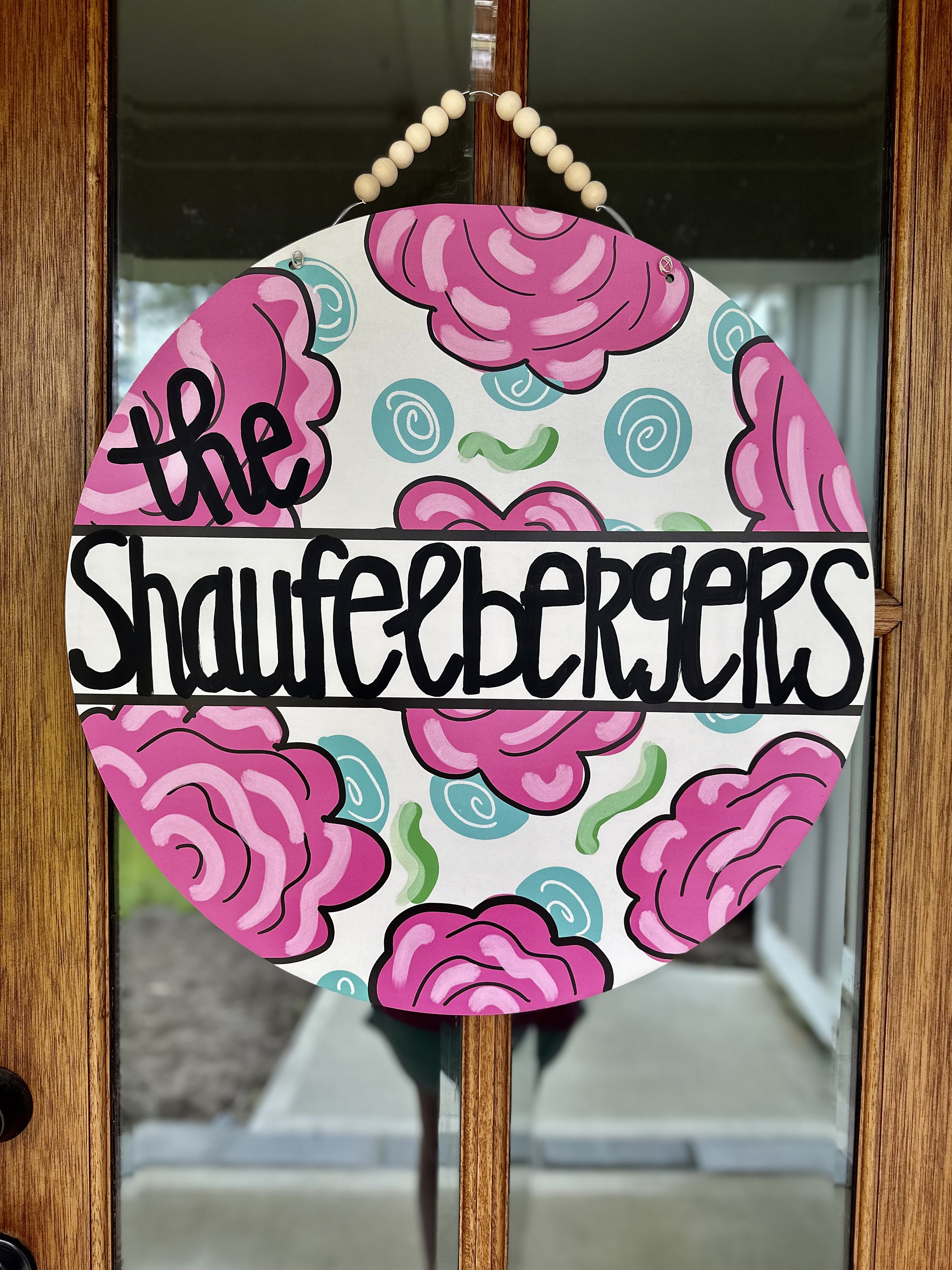 Pink, Green and Blue Floral Door Hanger - Etsy