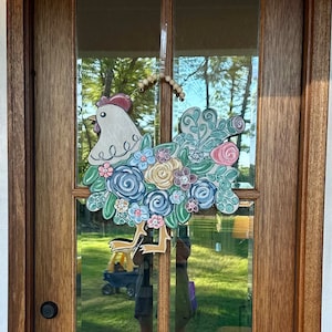 Floral Chicken Door Hanger - Etsy