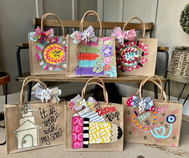 Personalized Burlap Tote Bag - Etsy