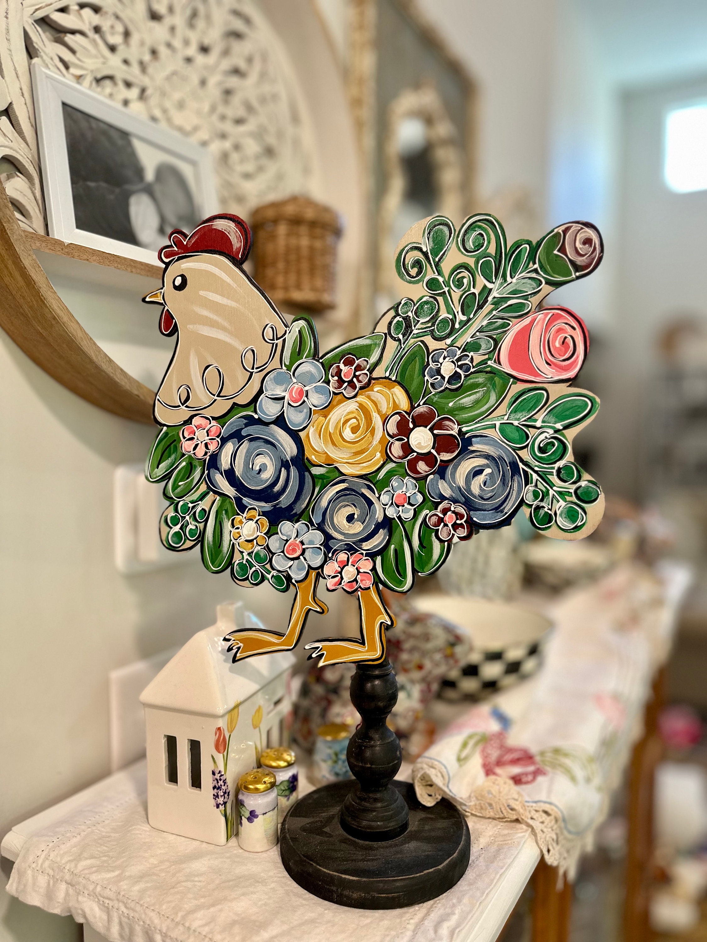 Floral Chicken Topper - Etsy