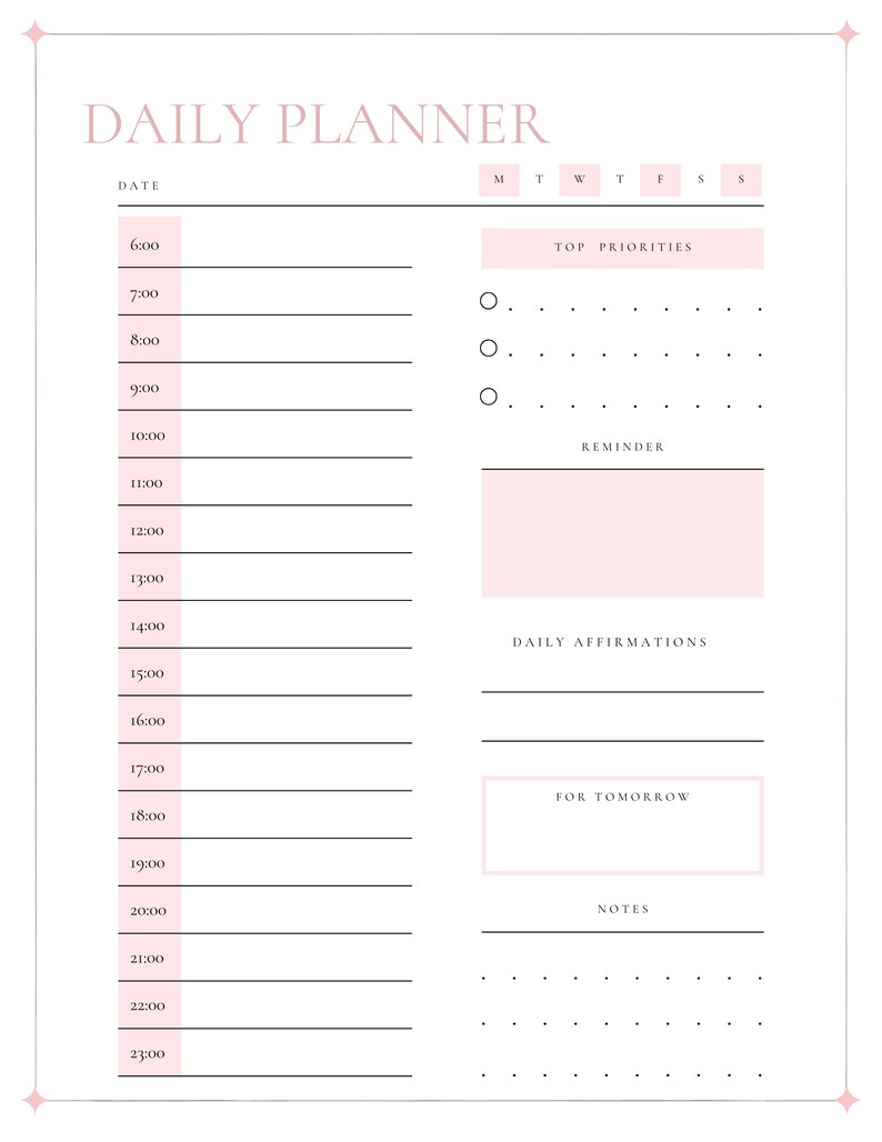 Girlygirl's Digital Printable Girly Pink Planner: Health, Self-care ...