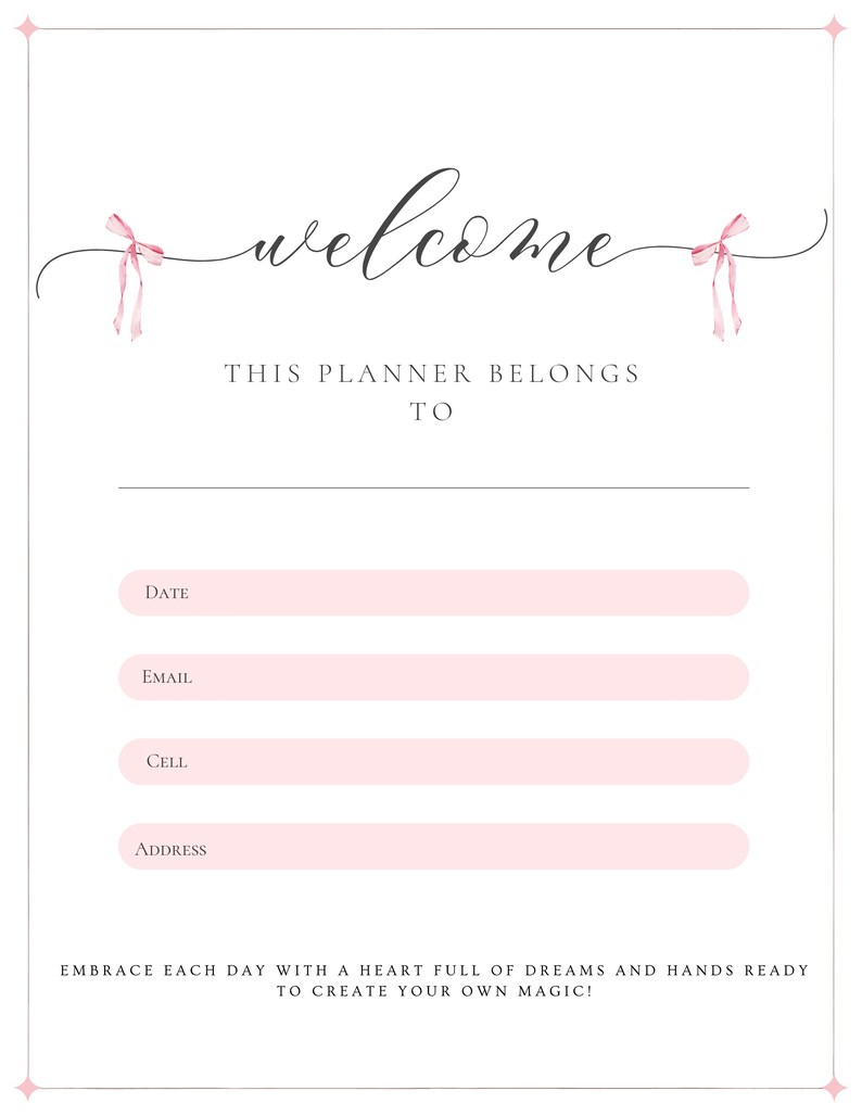 Girlygirl's Digital Printable Girly Pink Planner: Health, Self-care ...