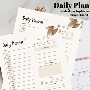 Daily DIGITAL Planner BROWN 2024 Dates Digital Diary Portrait Scheduled ...