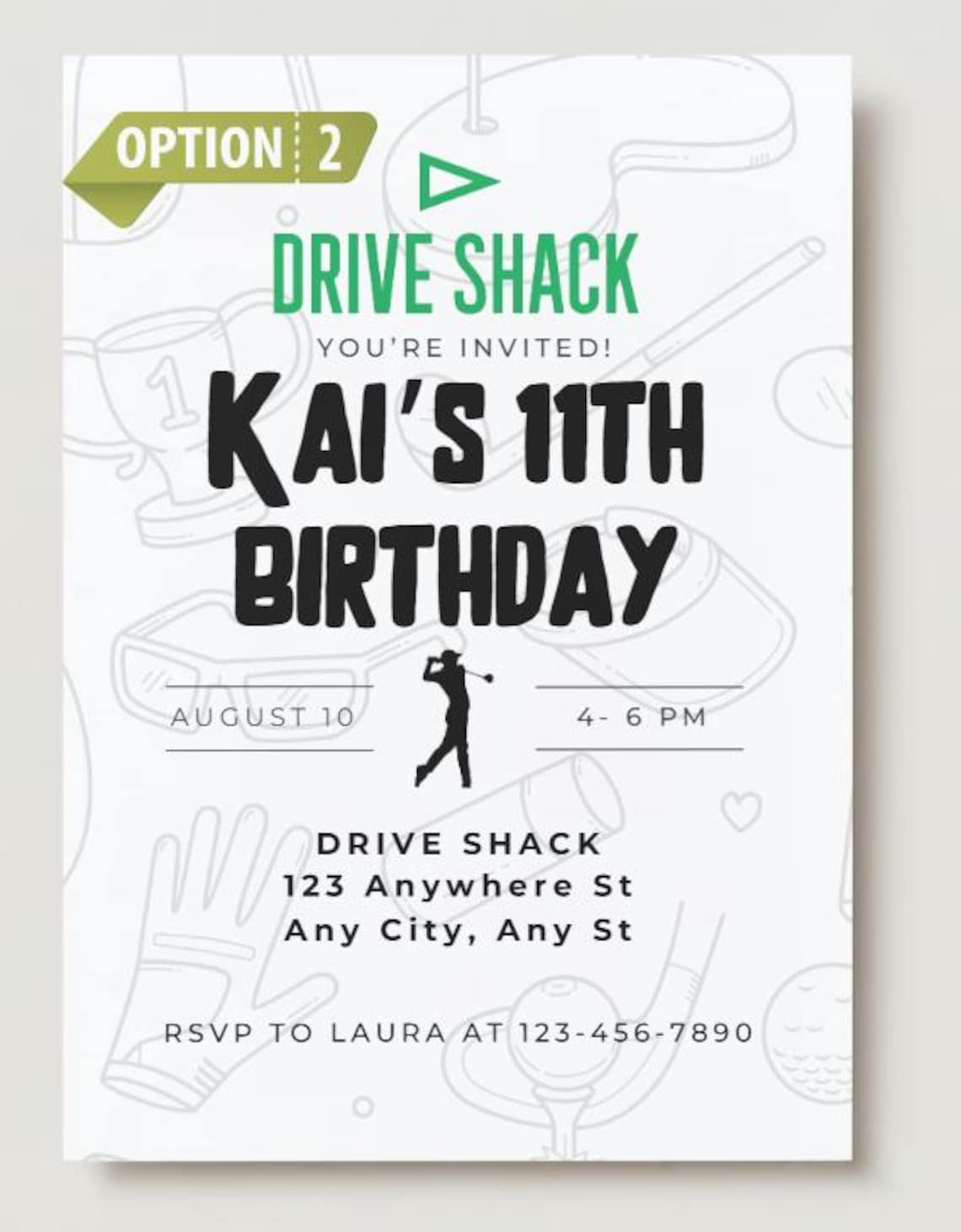 Drive Shack Birthday Party, Girls, Boys, Golf, White Birthday Invite ...