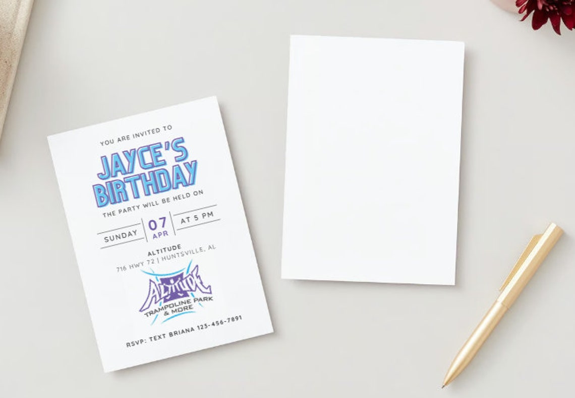 Altitude Birthday Party Invitation, Kids Party, Trampoline Party, Jump ...