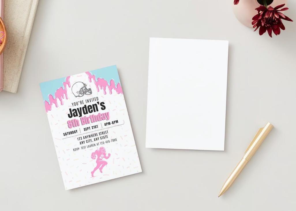 Football Drip Party Invitation, Ice Cream Drip, Birthday Invitation ...